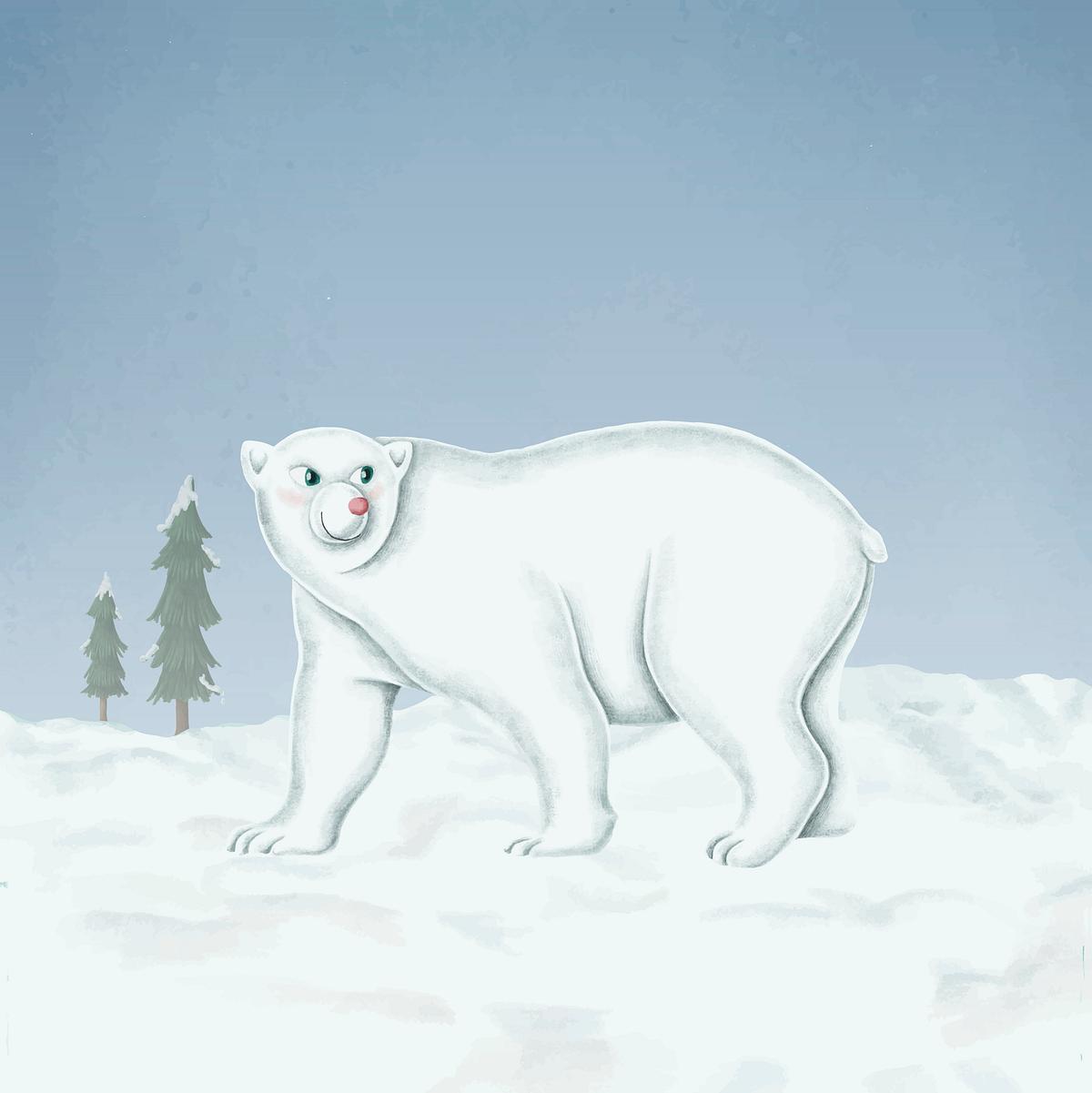 Hand Drawn Standing White Polar Bear Royalty Free Stock Illustration
