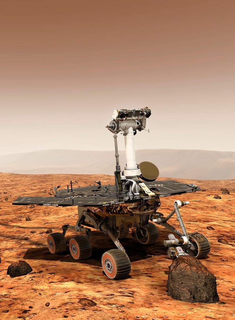 An Artists Concept Portrays A Nasa Mars Exploration Rover On The