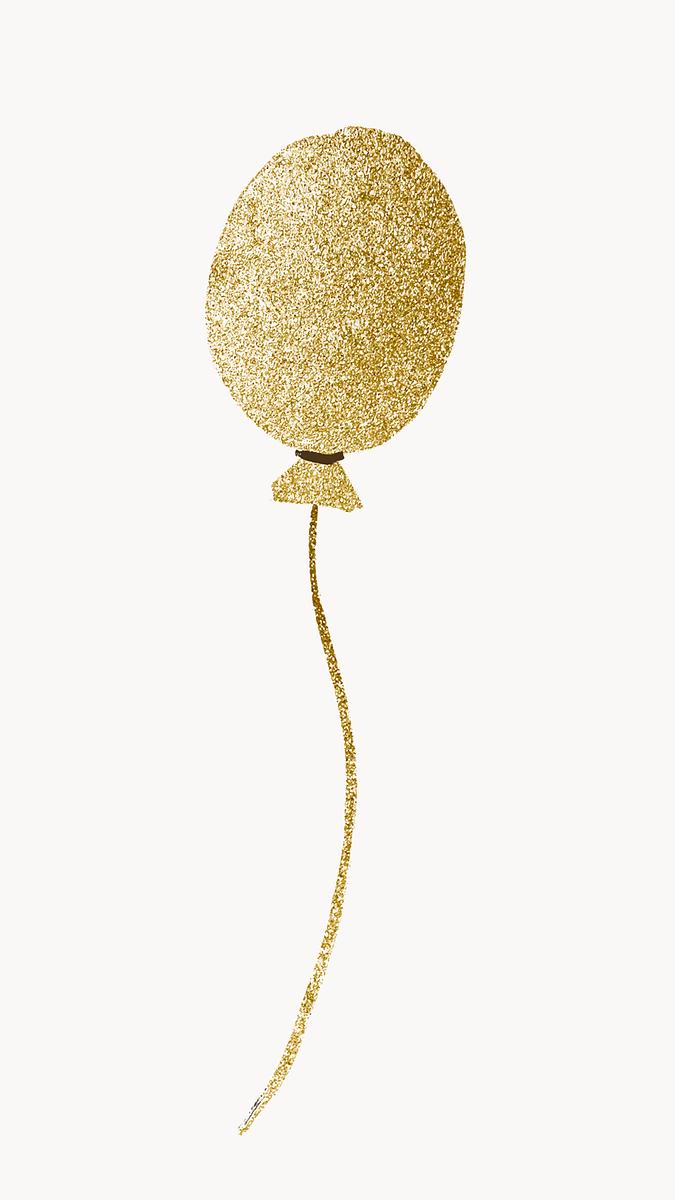 Party Balloon Sticker Glitter Gold Free Vector Rawpixel