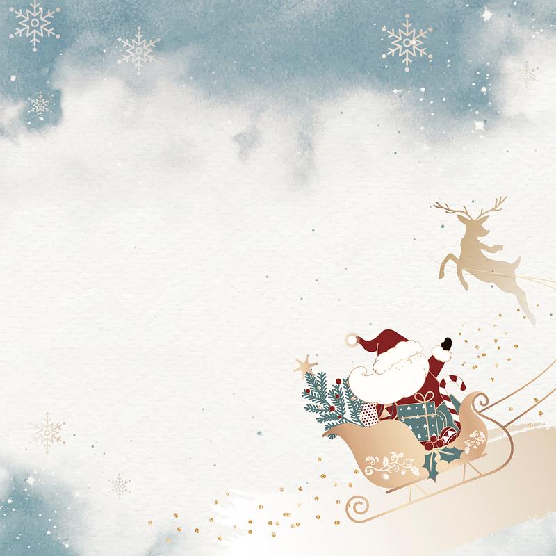 Hand Drawn Santa Claus Riding A Sleigh Delivering Presents Royalty